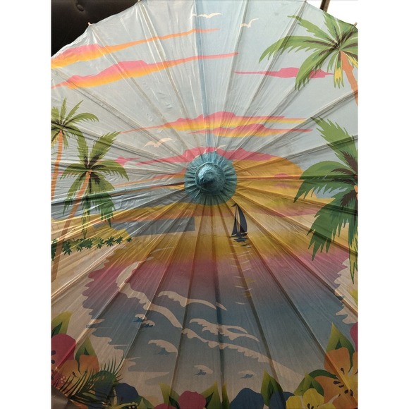 Accessories | Paper Parasol Umbrella Tropical Beach Palm Trees Hibiscus ...